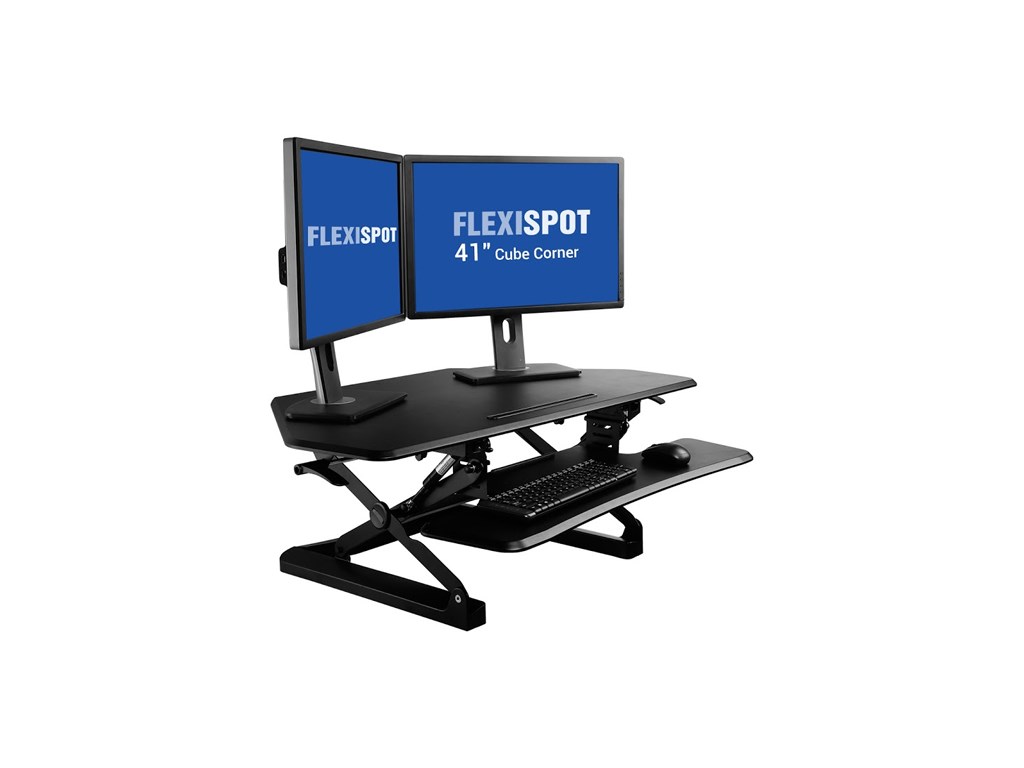 Loctek M4B FlexiSpot M4 - 41-inch Cube Corner Sit-Stand Desktop Workstation, Black | Touchboards